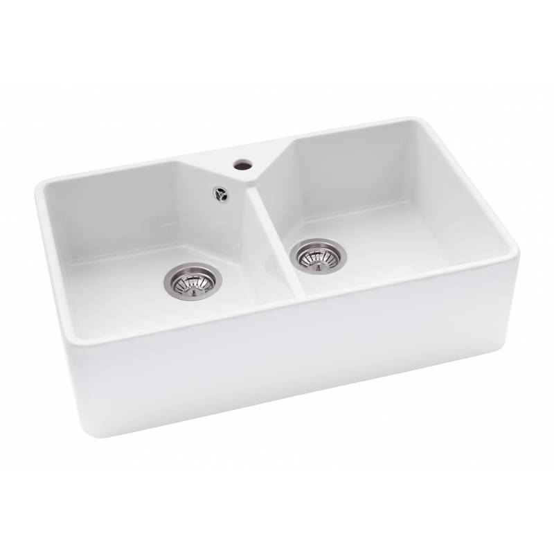 Abode Provincial Ceramic Large Double Bowl Sink – AW1021 – KES Distribution